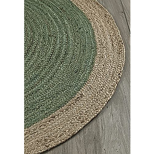 Fab Habitat Essentials Braided Area Rug - Teal - Handwoven, Natural Fiber, Soft Underfoot - Natural Jute - Bedroom, Living Room, Dining Room - 5ft Round