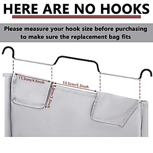 Windyun 3 Pcs Hypotenuse Laundry Sorter Replacement Bags Hamper Cart Removable Replacement Bags Laundry Storage Organizer Bag Laundry Hamper Liner, No Hooks 14.76 x 8.66 x 23.23/19.29 Inch (Gray)