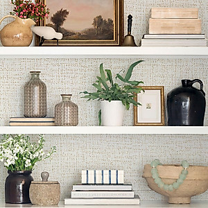 Beige Wallpaper Grasscloth Peel and Stick Wallpaper Contact Paper for Walls 17.7inx118.1in Textured Wall Paper Vinyl Grasscloth Wallpaper Contact Paper Peel and Stick Beige Self Adhesive Wallpaper