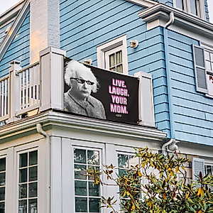 KIPMASY Funny Flags for Live Laugh Your Mom Flag Room 3x5 Feet Banner Cool Tapestry Man Cave Wall Decor with Brass Grommets College Dorm Room(012) Black