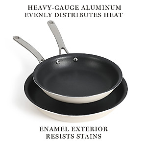 MARTHA STEWART Lockton 2 Piece 10" & 12" Heavy Gauge Aluminum Premium Nonstick Fry Pan Set - Linen