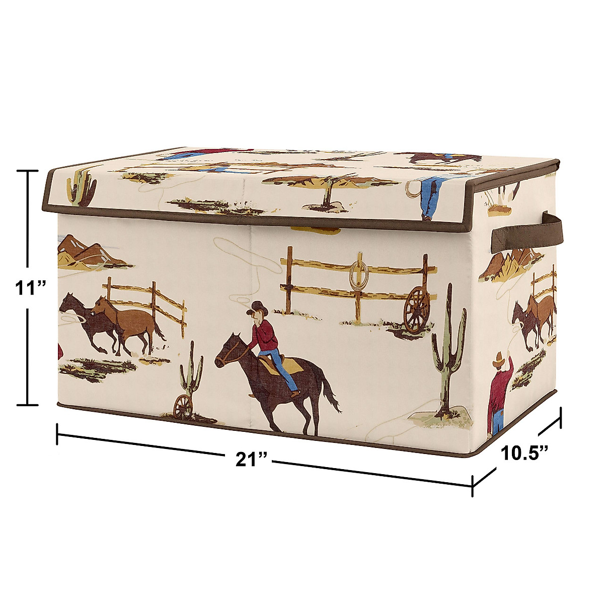 Sweet Jojo Designs Cowboy Wild West Boy Small Fabric Toy Bin Storage Box Chest For Baby Nursery or Kids Room - Tan and Red Western Southern Country