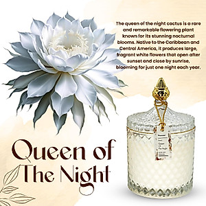 VIONAMI Queen of The Night Scented Candles – Luxury Candle Gift for Woman with Rare Flower Scent, Long Burning Natural Soy Wax Candle for Home, Gift-Boxed Large Decorative Glass Jar Candle 14.8 oz