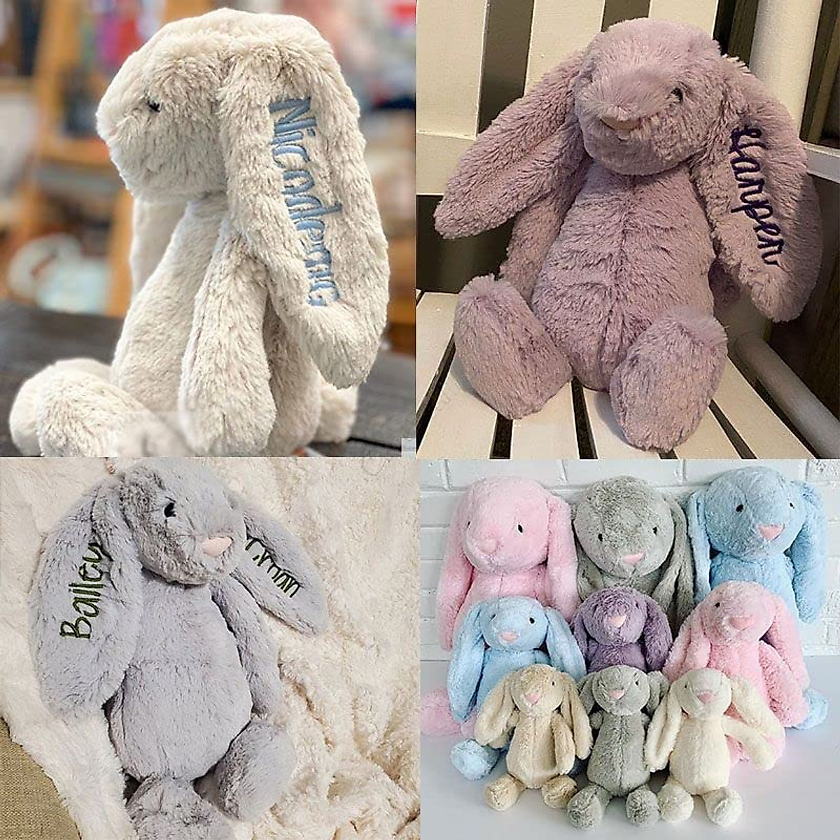 shiguangji Embroidered Bunny Easter Gifts for Baby Personalized Baby Gifts Bunny Doll Easter Gift Toddler Toys Newborn Toys