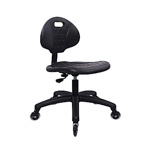 Chair Master Table Height Chair/Stool-Easy to Clean! Deluxe Ergonomic Polyurethane Chair. 5" of Height Adj (16.5"-21.5") 450 lb Capacity. Automotive, Lab, Garage, Home, Office (Rubber Roller, Black)