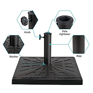 COBANA Square Umbrella Base, 42lb Heavy Duty Patio Outdoor Umbrella Stand Weight, Bronze