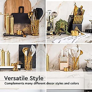 Gold Measuring Cups and Spoons Set - Stackable, Stylish, Sturdy 8-Piece Gold Measuring Cups and Gold Measuring Spoons Set - Cute Measuring Cup Set, Gold Kitchen Accessories, Gold Kitchen Utensils