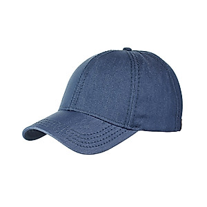 C.C Ponycap Messy High Bun Ponytail Adjustable Cotton Baseball Cap Hat, Denim