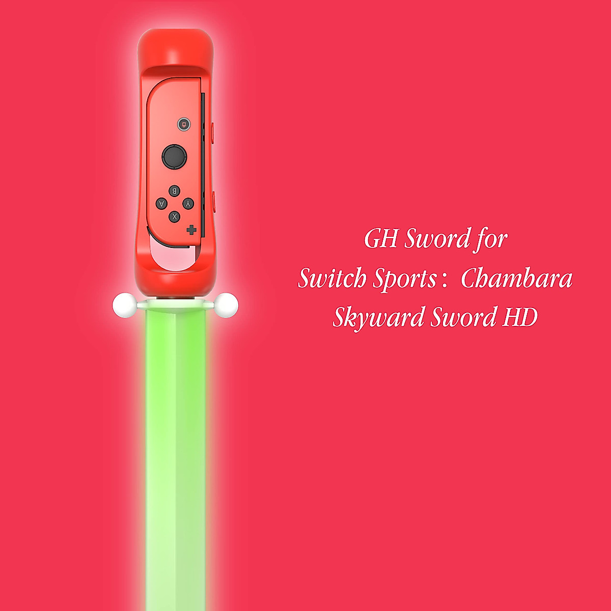 LED Sword Accessories Compatible with Nintendo Switch/Switch OLED (Red, 1 Pack), GH Joycon Right Games Sword Controller for Switch Sports Chambara, The Legend of Zelda: Skyward Sword HD, Skyrim