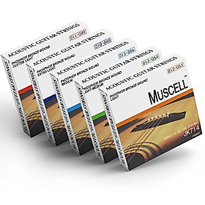 MUSCELL Handmade Phosphor Bronze Acoustic Guitar Strings-3 Packs - 6 Strings - Extra Light JK712