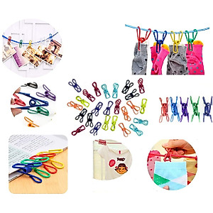 Chip Clips, 20 Pcs 2 Inch 10 Different Random Colors Utility Metal Clips PVC-Coated High Elasticity Good Persistence for Clothespins Paper Clips Food Clips Bag Clips Clothes Pins (Mixed Colors 20pcs)