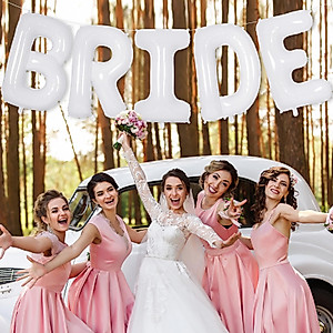 40 Inch White BRIDE Balloons, Giant Bride To Be Balloons, Bride Letter Balloons, Bachelorette Party Balloon, Bridal Photo Booth Bridal Banner for Wedding Bachelorette Party Decorations (White)
