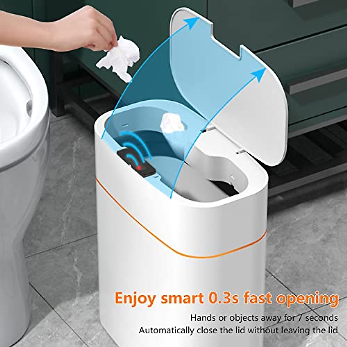 plplaaobo Smart Trash Can, Multipurpose Intelligent Garbage Can, IPX5 Life Waterproof 3 Modes Automatic Motion Sensor Waste Bin for Home Kitchen Beauty Salon Bathroom