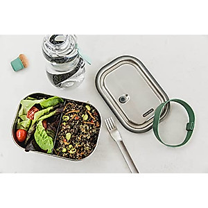 BLACK + BLUM | Leak-Proof Oven Safe Plastic Free Meal Prep Lunch Food Container, Olive, 600ml / 20fl, Stainless Steel & Silicone