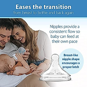 Dr. Brown's Options+ Wide-Neck Anti-Colic Baby Bottle - 9oz - 4pk and Options+ Wide-Neck Baby Bottle Nipple, Level 2 (3 Months+), 6 Count