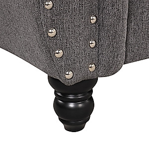 Bellemave Chesterfield Sofa Loveseat Mini Tufted Couch for Living Room Luxury Dutch Velvet Upholstered Small Sofa with Solid Wood Legs and Button Tufted Backrest for Apartment Office, 60" Grey