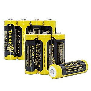 TRENDBOX 14430 3.2V 450mAh Battery LiFePo4 Rechargeable Solar Batteries for Outdoor Garden Light 8 Pack
