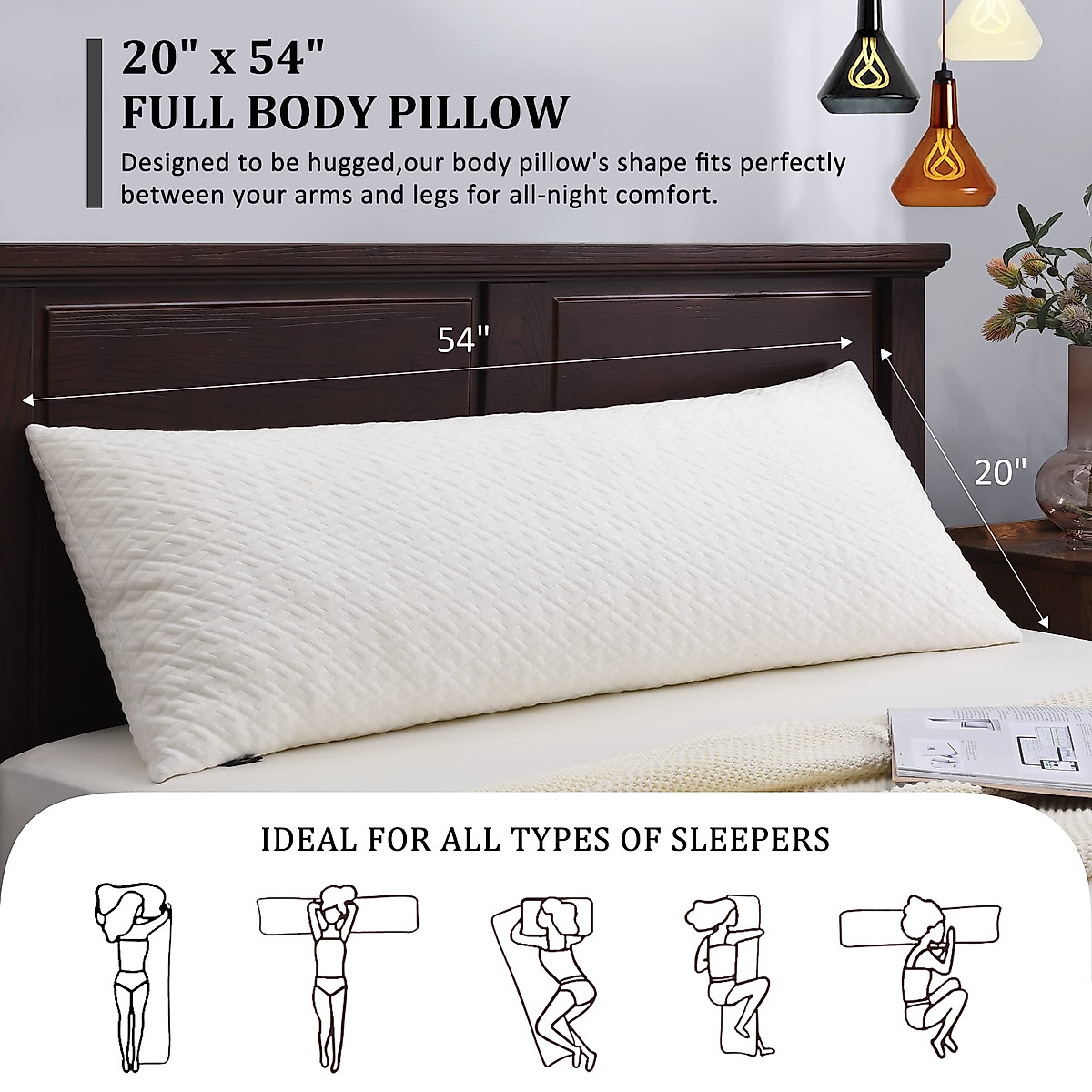 Basic Beyond Memory Foam Body Pillows for Adults - Supportive Long Body Pillows for Sleeping,20x54 Full Body Pillows for Side and Back Sleeper