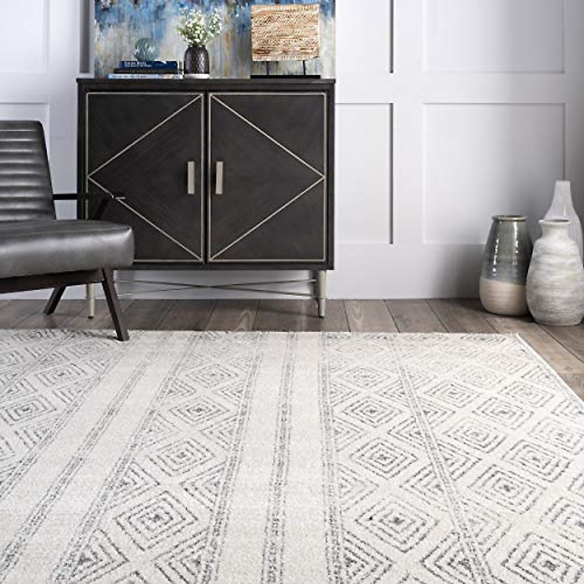 nuLOOM Sarina Tribal Diamonds Area Rug, 8x10, Grey
