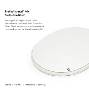 Stokke Sleepi Mini Protection Sheet, White - Protects Oval Stokke Sleepi Mini Mattress Against Accidents & Spills - Exterior Made of Breathable 3D Mesh - Machine Washable