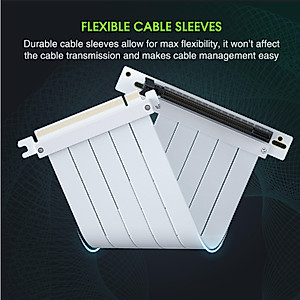 Vetroo White Premium PCIe 4.0 x16 Riser Cable, EMI Shielded High-Speed Flexible Extender PCI Express Gen 4 for Graphics Card (White)