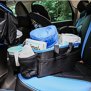 FH Group E-Z Travel Multi-Use Car Organizer with Cup Holders Back Seat Storage Blue