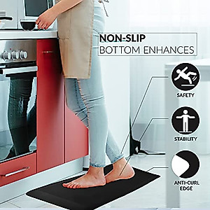 Keeble Outlets Anti Fatigue Kitchen Mat | 20x39 inch Black Foam Chef Mat | Non-Slip Washable Cushioned for Comfort | Ideal Kitchen Rugs for Floor and Anti Fatigue Relief