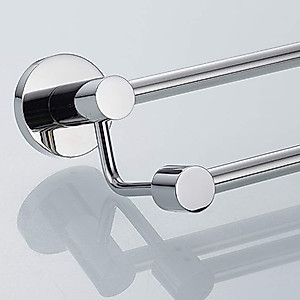 INDYAH Towel Racks，Double Tea Towel Holder for Hanging Over The Kitchen Cupboard Door - Towel Rack - Also Suitable As a Bath Towel Holder - Stainless Steel Wall Mounted