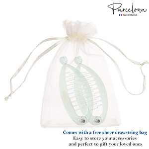 Parcelona French Effortless Mini Set of 2 Celluloid Banana Hair Clip for Fine Hair, Made in France (Clear)