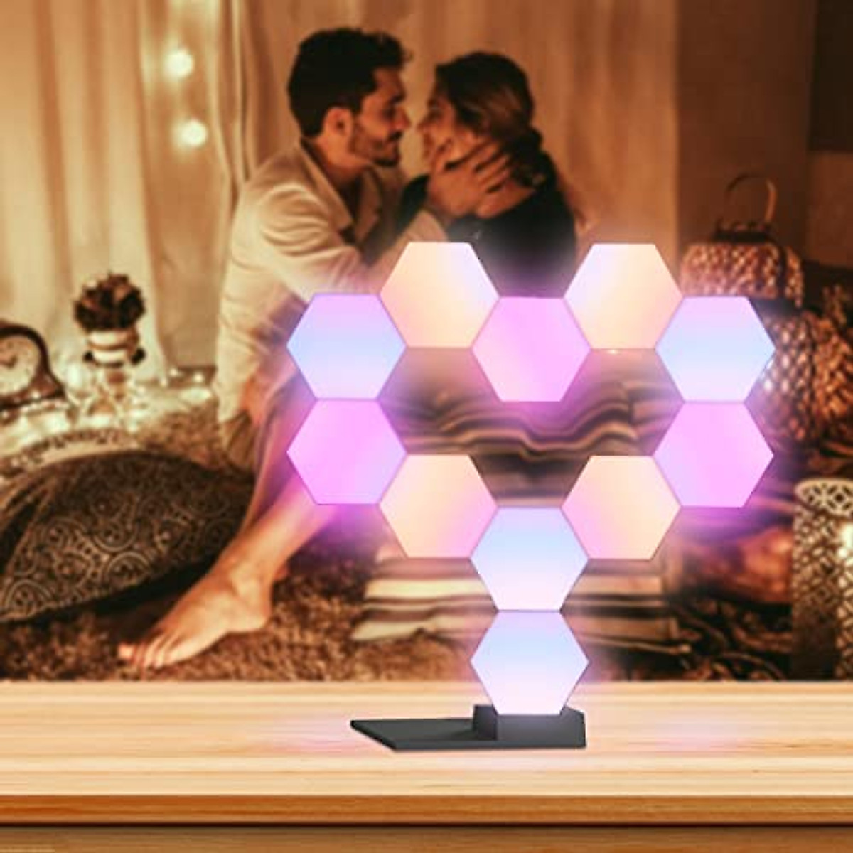 Yescom APP Control Hexagon LED Lights 10 Pack WiFi Wall Hex Light Gifts Gaming Room Bedroom Decor Work with Alexa Google