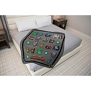 Minecraft Dungeon Mobs Throw - Measures 46 x 60 inches, Kids Bedding - Fade Resistant Super Soft Fleece (Official Minecraft Product)