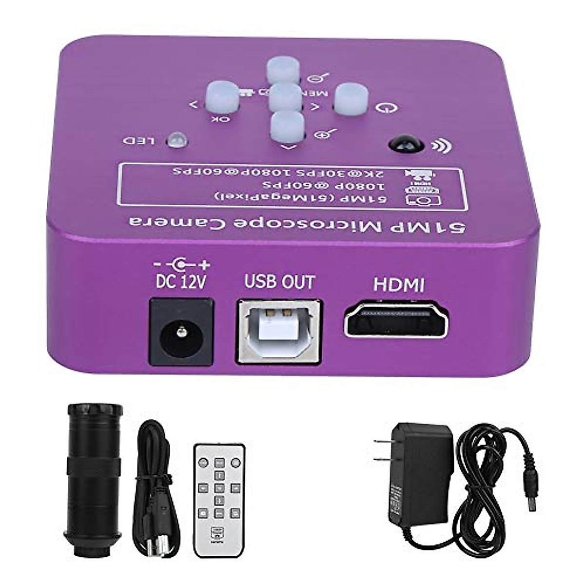 51MP HDMI Microscope Camera Digital Microscope Video Camera Industrial Electronic USB Microscope 120X C Mount Lens with Remote Control