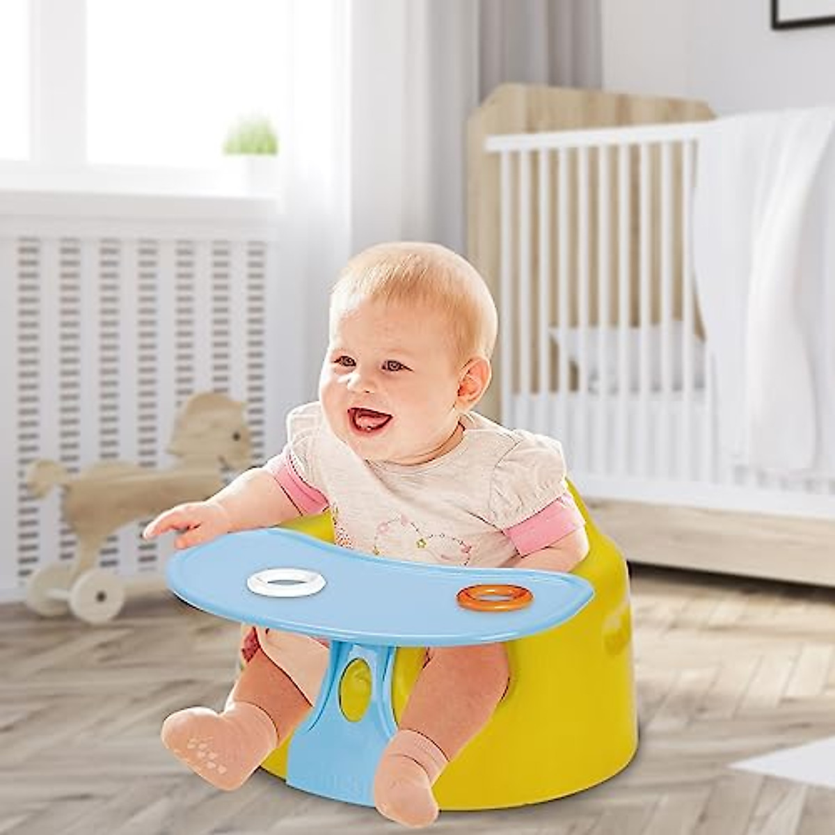 Gnegni Seat Tray Attachment Accessory Compatible with Bumbo Floor Seat, Smooth Tray Surface Easily Attaches to Baby Bumbo Seat Lite for Baby Feeding and Playing, Easy to Clean & Install-Blue
