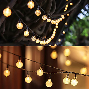 AicooFest Solar String Lights Outdoor Indoor Garden 100 LED 55.8ft Solar USB Powered Waterproof Hanging Crystal Ball Decorative Light for Home, Patio, Party, Outside, Christmas Warm White