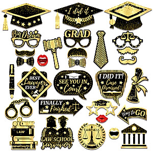 CRAWPROP 30PCS Lawyer Graduation Party Photo Booth Props Supplies Grad 2024 Graduation Class of 2024 Party Decoration