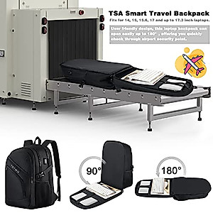 Travel Laptop Backpack, Business Laptop Backpack, College Backpack Anti Theft Durable with USB Charging Port, Water Resistant Work Computer Bag Fits 15.6 Inch Notebook, Gifts for Men, Black