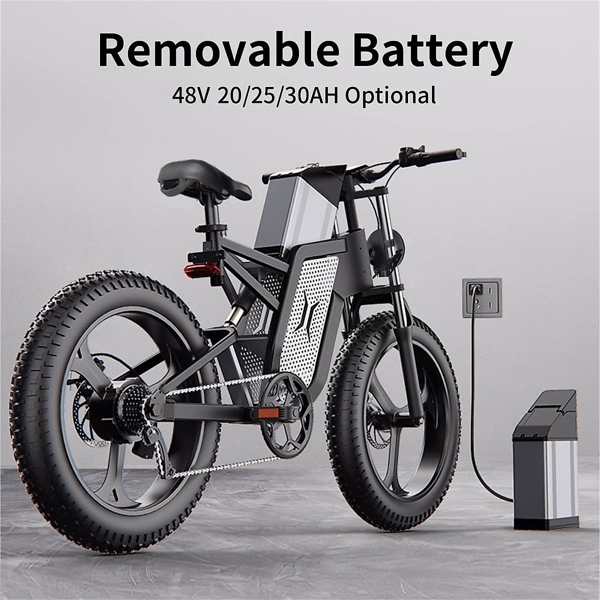 X20 Electric Bicycle, 20" 2000W Electric Bike for Adults, 48V 25AH Removable Battery, Up to 30 MPH, Snow Beach Mountain E-Bike with Dual Hydraulic Shock Absorber& Pedal Assist