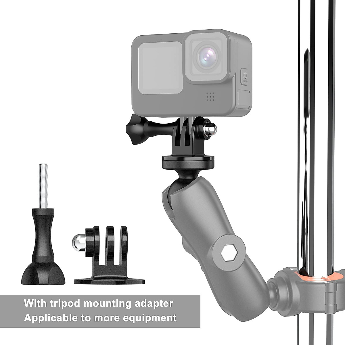 1" Ball Mount Adapter for Insta360 One X2, X, One R, RS, GO 2, GoPro Hero, Compatible with RAM Ball Head Mounts B Size Double Socket Arm