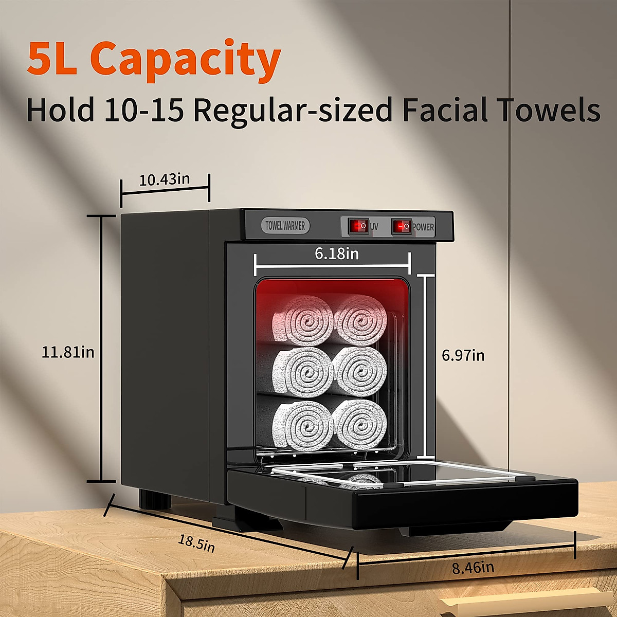 Asiakarn Towel Warmer, Hot Towel Warmers Spa, 5L Mini Towel Warmer, Small Towel Warmer for Facials.