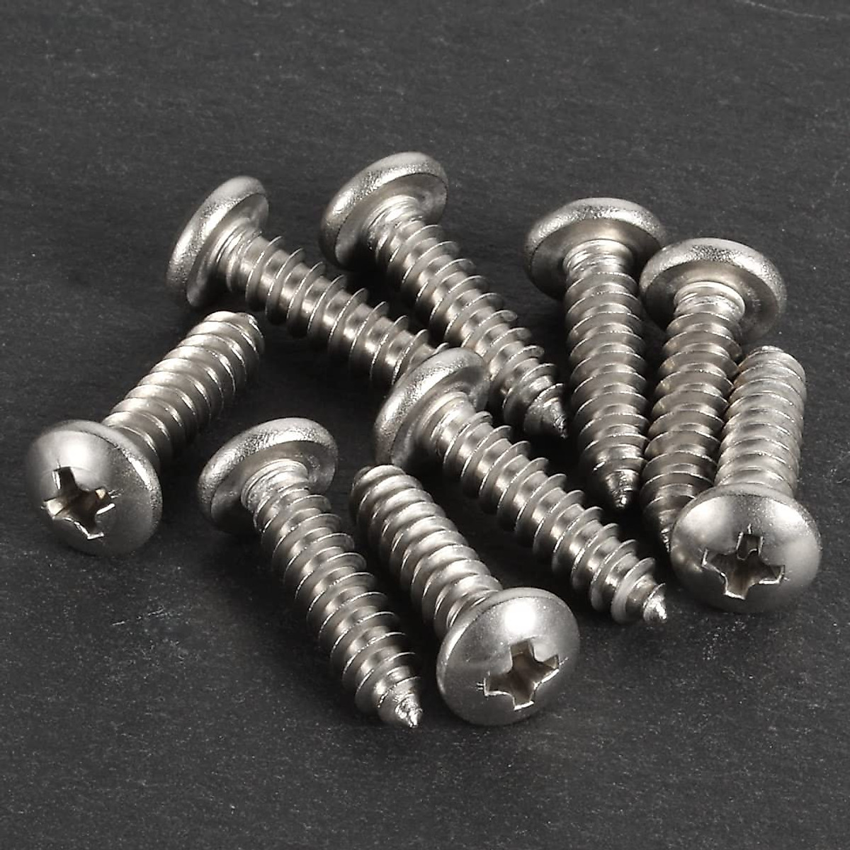 #4 x 1 Pan Head Wood Screw Self Tapping Screws, 304 Stainless Steel 18-8, Bright Finish, Pack of 100