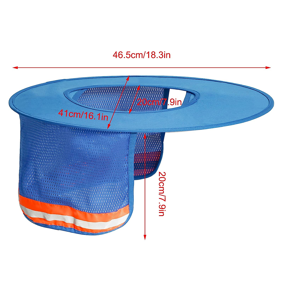 Topbuti 3 Pack Hard Hat Sun Shield Full Brim Mesh Hats Neck Sunshade, High Visibility Neck Sunshield w/Reflective Stripe for Hardhats (Blue)