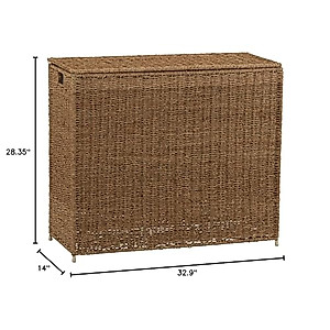 Household Essentials Brown ML-5445 Wicker 3 Compartment Laundry Sorter with Lid | 3 Section Clothes Hamper