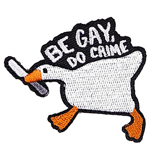 Luupatchy Duck Patch Be Gay Do Crime Funny Patch Iron On Patch Sew On Embroidered Patch for Adult Kids Teens Accessories for Jeans Jackets Clothes Hats Backpack & T-Shirts Tactical Backpacks