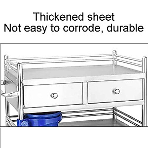 Medical Cart, Lab Rolling Cart 3 Shelves Shelf Stainless Steel Rolling Cart, With Dirt Bucket & Drawer Spacious Beauty Salon Rolling Cart, for Hospital Dental Clinic Home ( Color : Standard , Size : 6