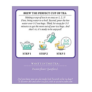 3 PACK Tadin Tea, Pasiflora - Passion Flower Tea, 72 Tea Bags - Relax Mind Muscle Pasiflora