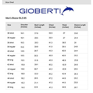 Gioberti Mens Formal Navy Blazer Jacket, Size 38 Regular