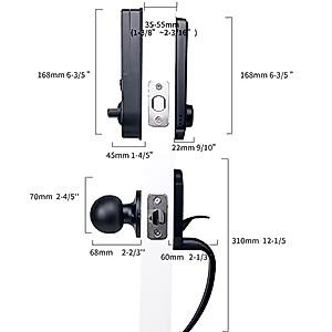 HARFO Fingerprint Door Lock, Keyless Entry Door Lock with Handles, Smart Door Lock, Front Door Lock Handle Sets, Electronic Keypad Deadbolt (Black)