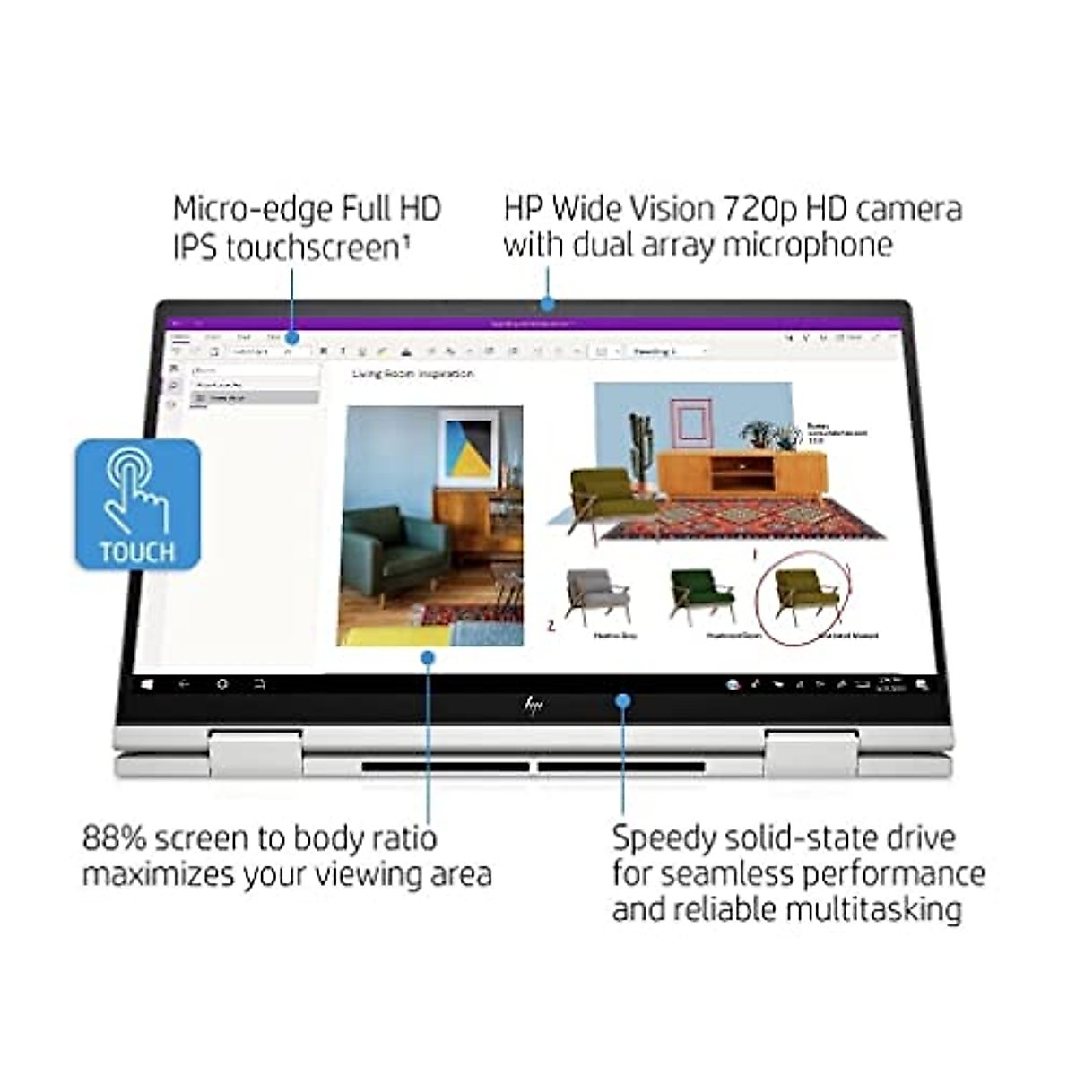 HP Envy x360 2-in-1 15.6" Touchscreen Laptop, Intel Core i5-1135G7, Intel Iris Xe Graphics, 16GB DDR4 RAM, 512GB PCIE SSD, Backlit Keyboard, Fingerprint, Stylus Pen, Win 11 Home, Silver