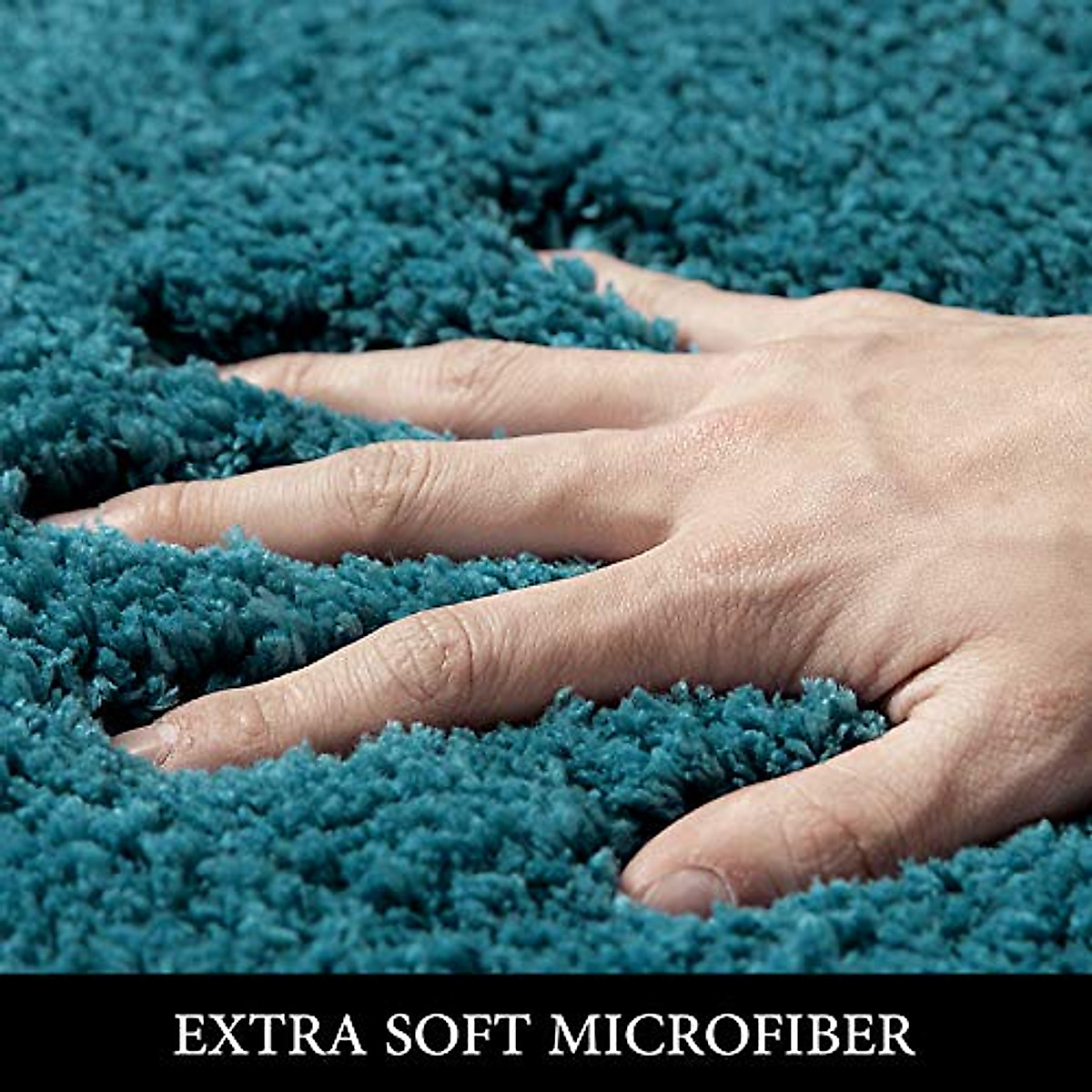 MIULEE Set of 2 Bathroom mats and Toilet Rugs, 16''x24''+16''x24''+20''x20''(U-Shaped), Non Slip Soft Rugs for Bath Tub Shower, Teal