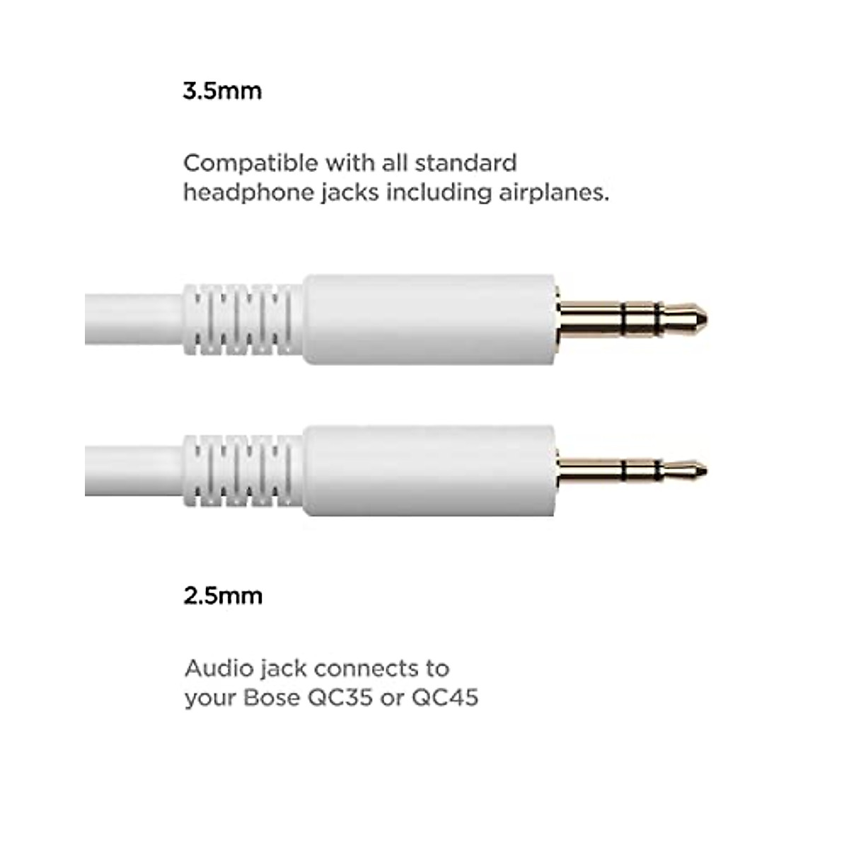 GALVANOX Replacement Cord for Bose Headphone Cable Compatible with Bose QC35 II / QC45 (White)